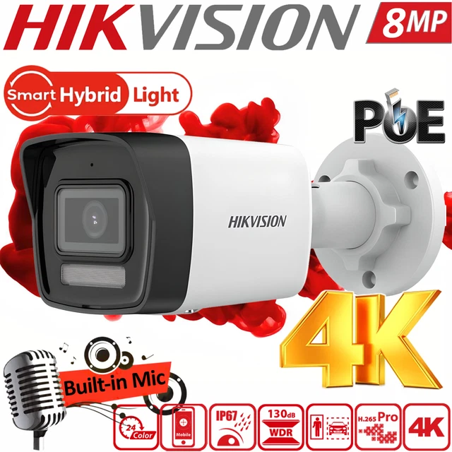 HIKVISION 4K 8MP ColorVu 24/7 IR AcuSense Smart Hybrid Light IP PoE CCTV Camera £135.00 ...