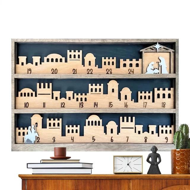 NATIVITY SCENE ADVENT Calendar 2025-25 Days Movable Characters, Wooden ...