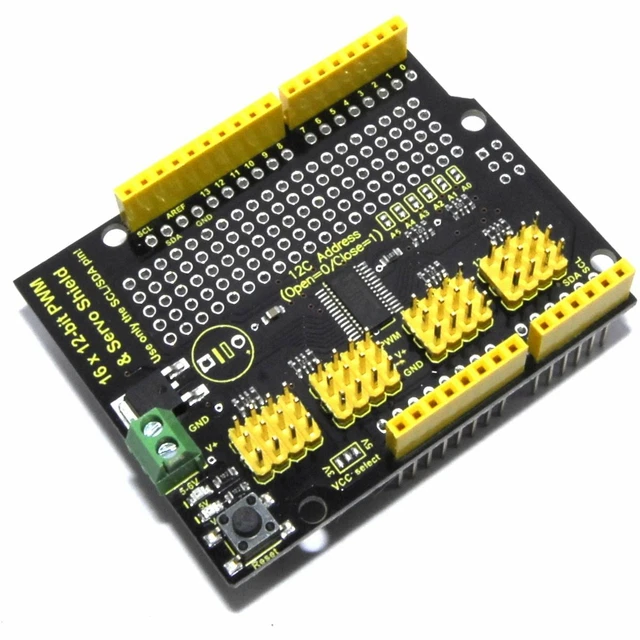 KEYESTUDIO 16 CH 12 Bit PWM LED Servo Shield for Arduino UNO 9685 Flux ...