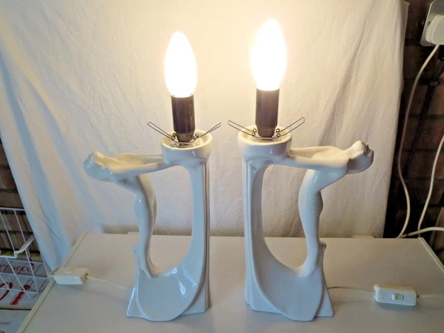 PAIR OF ART Deco Style Table Lamps " Debra " £35.00 - PicClick UK