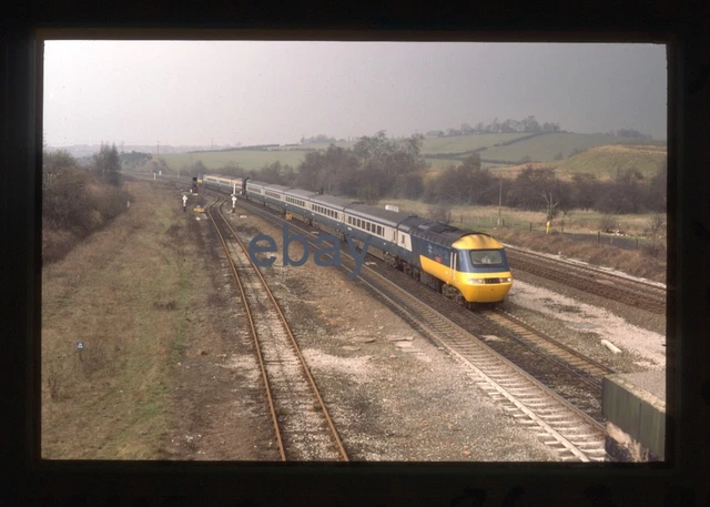 ORIGINAL 35MM SLIDE - Class HST 43153 heads south at Clay Cross 26.3.85 ...