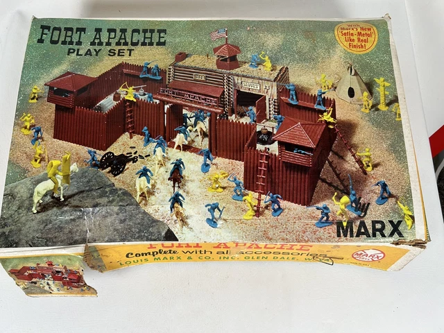 1960’S MARX FORT Apache Playset Play Set with Original Box #3681, Nice ...