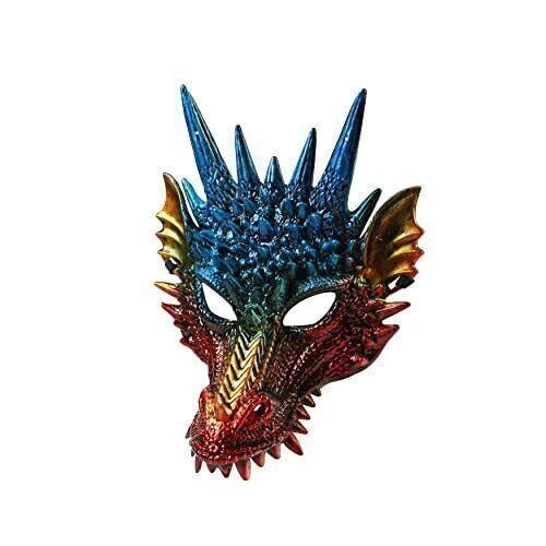 KOMONEE DRAGON COLOUR Mask Adult Halloween Drake Lizard Costume Party ...