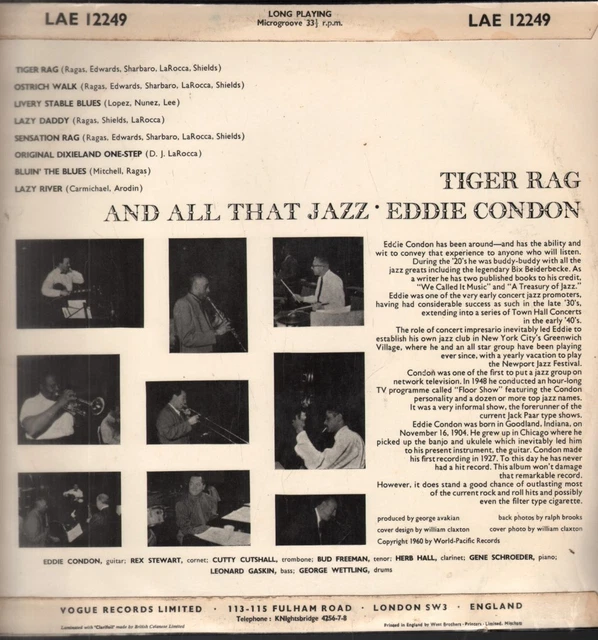 EDDIE CONDON AND His All Stars Tiger Rag and All That Jazz LP vinyl UK ...