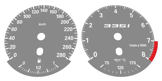 BMW E90 E92 335i Gray Custom Gauge Faces + illuminated logo EUR 70,90 ...