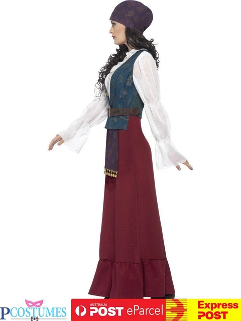 DELUXE PIRATE BUCCANEER Beauty Wench Long Dress Costume Captain ...