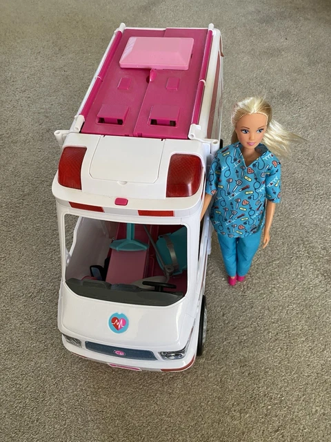 BARBIE AMBULANCE AND Hospital Care Clinic Playset, 20 Doll Accessories ...