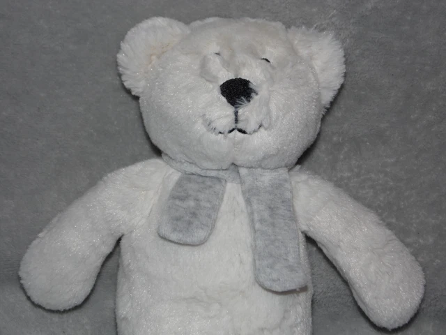 MOTHERCARE POLAR BEAR soft toy white teddy comforter grey scarf £12.50 ...