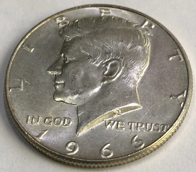1966 50 CENT Kennedy Half Dollar 40% Silver Coin U.s. Mint Auction! £4. ...