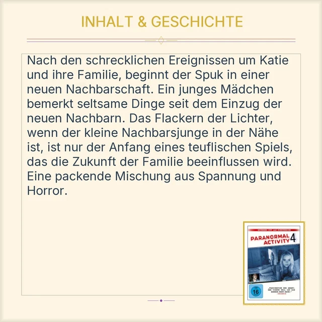 PARANORMAL ACTIVITY 4 DVD Horrorfilm Extended Cut Kinoversion FSK 16 ...