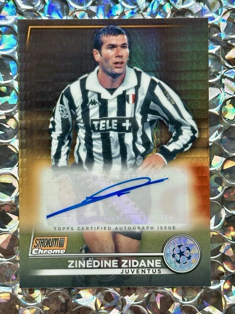 TOPPS STADIUM CHROME Juventus Legend Zinedine Zidane Orange Auto ...