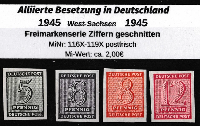 ALLI.BES SBZ WEST-SACHSEN 1945 MiNr:116X-119X postfrischer Satz Ziffern ...
