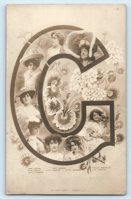 POSTCARD ACTRESS LARGE Letter G Stella Gastelle Evie Greene Kitty ...