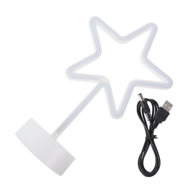 NORDIC STYLE NIGHT Light Desktop LED Star Shaped Neon Light without ...