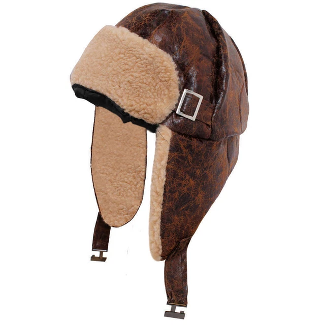 CHILDS FAUX LEATHER Flying Helmet 40'S Pilot Hat Aviator Fancy Dress ...