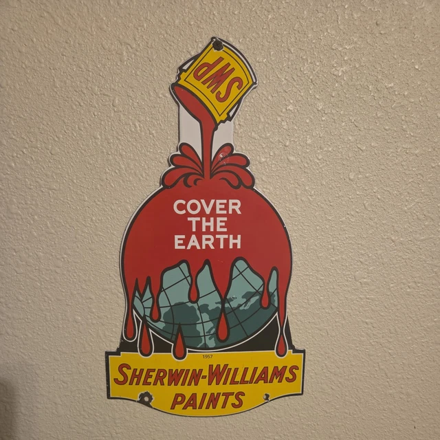 VINTAGE SHERWIN WILLIAMS Paints Porcelain Swp Service Station Pump ...