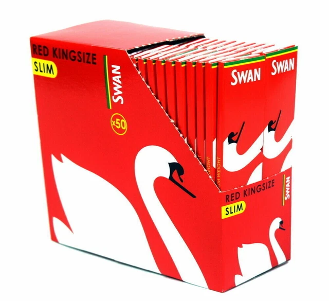 SWAN RED KING Size Slim Genuine Smoking Cigarette Rolling Papers £4.99 ...