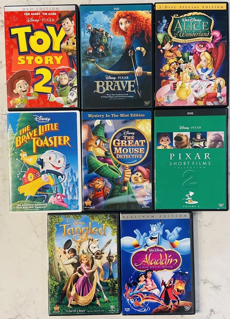 DISNEY DVD LOT 8 Movies Kids Animated, Aladdin, Alice, Brave, Toy Story ...