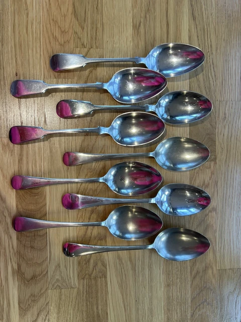 9 X ANTIQUE SERVING SPOONS SILVER PLATE Mixed inc JOHN SHERWOOD + JOHN ...