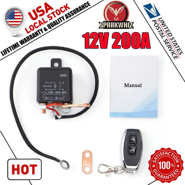 12V 200A CAR Battery Disconnect Switch System Remote Control & Battery ...