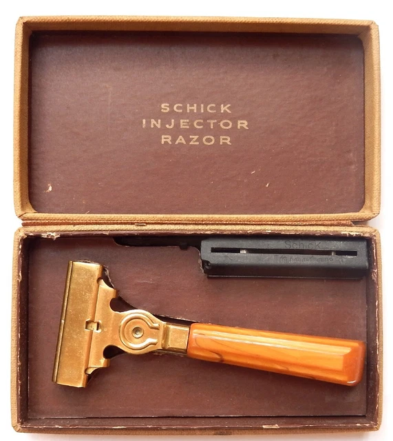 VINTAGE SCHICK SAFETY Injector Razor+Box Canada 1940'S Ww2 Era $75.00 ...