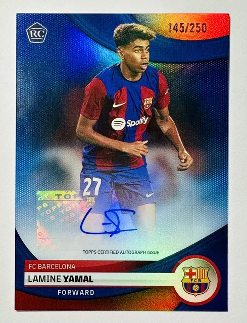 LAMINE YAMAL AUTO 145/250 Rookie - Topps FC Barcelona Team Set 2023/24 ...