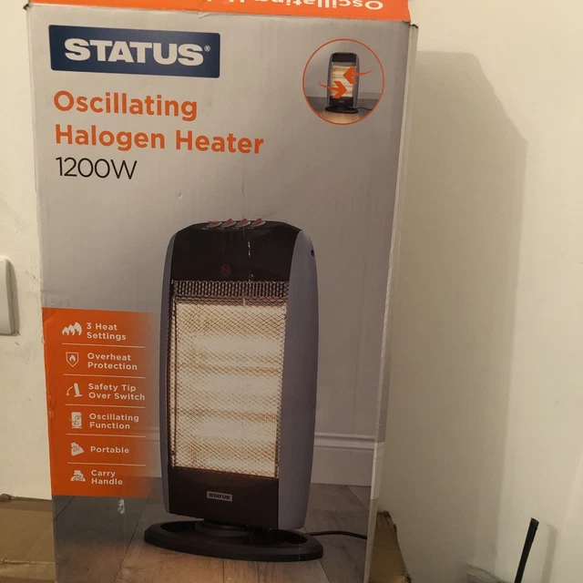 STATUS 1200W OSCILLATING Halogen Heater 1200 Watt Grey £12.16 - PicClick UK