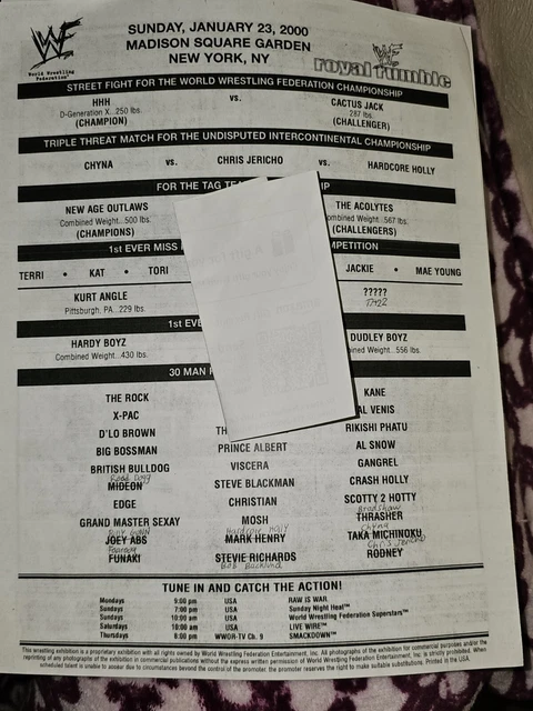 WWF WWE AEW nxt ufc line up sheet programma rivista wrestlemania 18 ...
