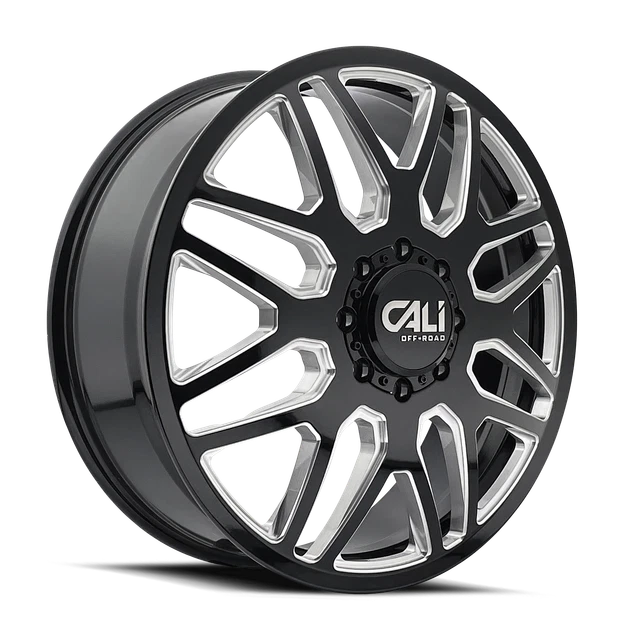 24X8.25 CALI OFF-ROAD 9115D Invader Black/Mill Dually Front Wheel 8x210 ...