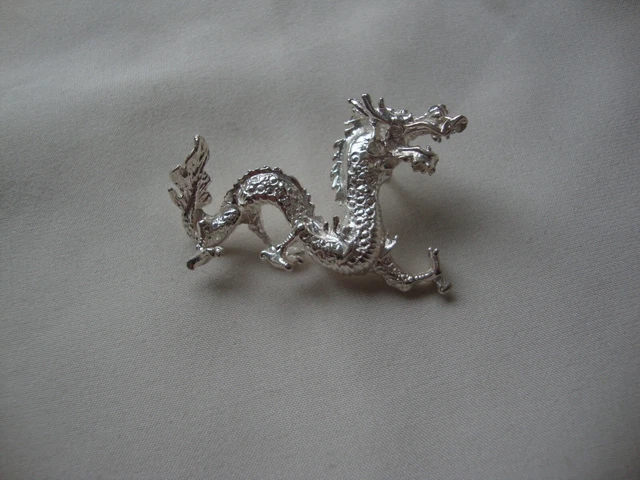 VINTAGE 1980S 3D TEXTURED CHINESE DRAGON STERLING SILVER 925 AMULET ...
