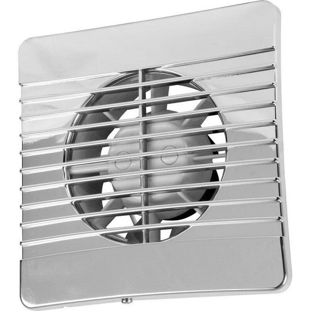 BATHROOM EXTRACTOR FAN Chrome with Timer 6" Square for 4" Duct ...