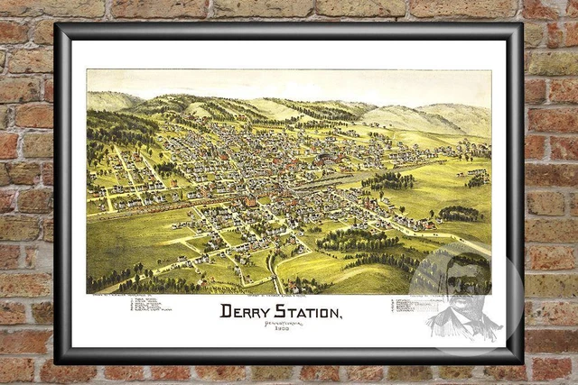 OLD MAP OF Derry Station, PA from 1900 - Vintage Pennsylvania Historic ...