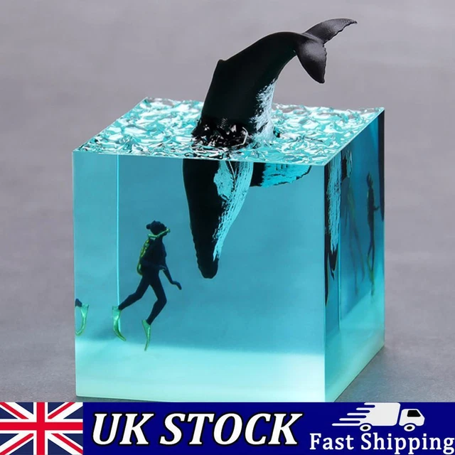 WHALE DIVER OCEAN Decoration Resin Ocean Animal Cube Decor for Desktop ...