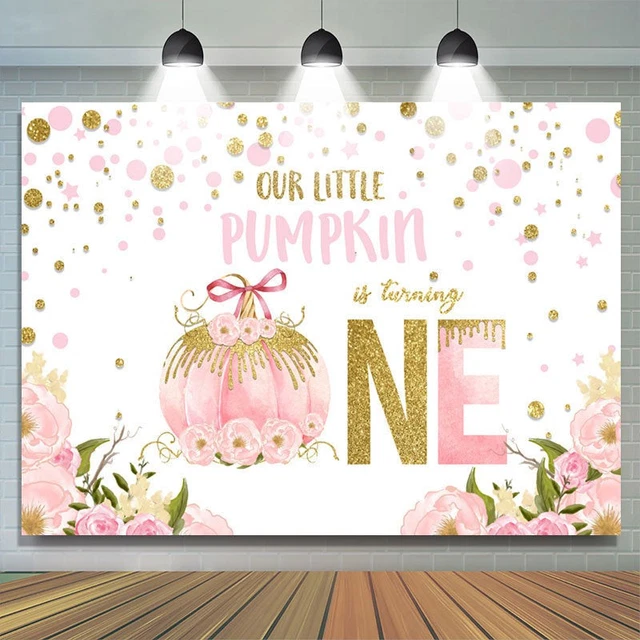 PINK FLORAL PUMPKIN Is Turning One Birthday Backdrop $37.90 - PicClick AU