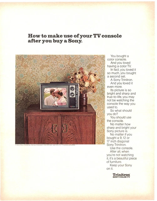 1972 ORIGINAL VINTAGE Sony Trinitron Television Magazine Ad EUR 8,55 ...