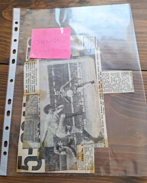 LEEDS UNITED NEWSPAPER Match Report Cuttings 1969-70 Chelsea 10-1-1970 ...