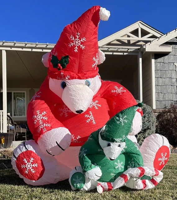 RARE! GEMMY AIRBLOWN Inflatable 8' Polar Bears Christmas Yard Decor ...