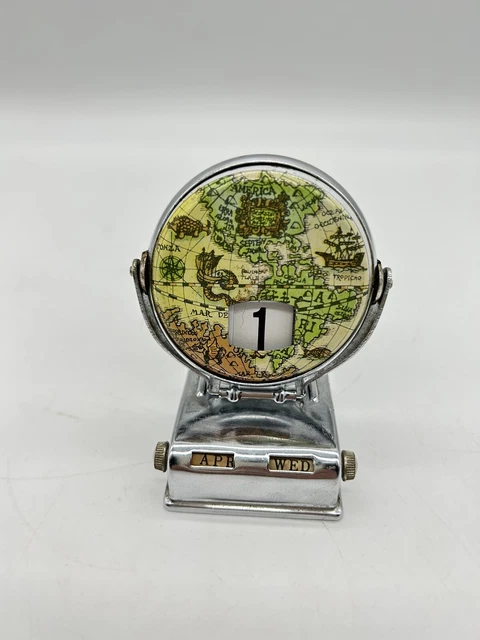 VINTAGE PERPETUAL DESK Flip Calendar World Map Made In Japan 1960's £22 ...