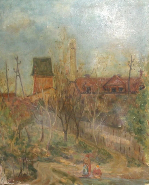 TABLEAU ANCIEN HUILE impressionniste paysage d'une ville EUR 266,58 - PicClick FR