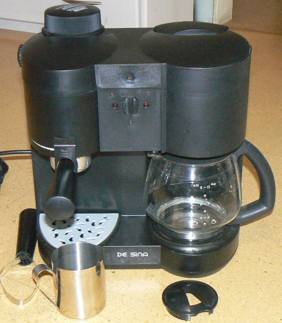 ESPRESSO- UND KAFFEEMASCHINE Kombination, schwarz, 1650 W, De Sina C-91 ...