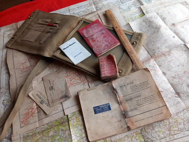WW2 BRITISH web army map case ,bundle maps and personel documents ...