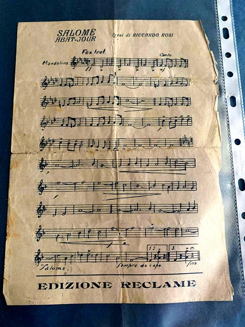 SPARTITI MUSICALI - copiella - Salomè ,, Abat-Jour - Edizione Reclame ...