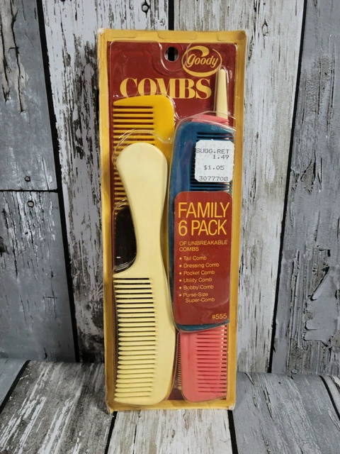 GOODY VTG 1975 Family 6 Pack COMBS Unbreakable New #555 Super Comb ...