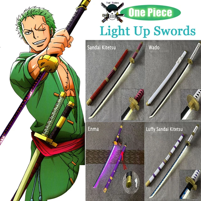ONE PIECE ZORO Roronoa Luffy Light Up Swords Katana Anime Cosplay ...