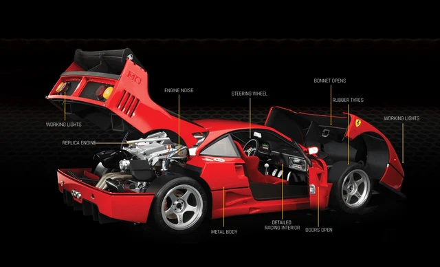 DEAGOSTINI BUILD FERRARI F40 COMPETIZIONE 1/8 SCALE 100 complete set ...