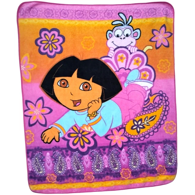 DORA THE EXPLORER Boots Monkey Big Throw Blanket Paisley 50x60 ...