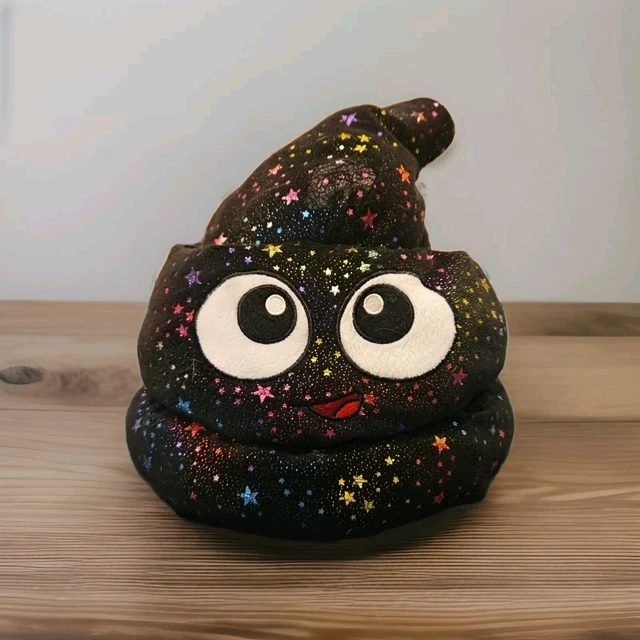 FIESTA PLUSH POOP Emoji Novelty Hat Black Colorful Sparkles Kids One ...