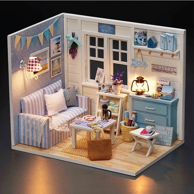 DIY 3D MINI Wooden Toy Miniature Dollhouse Kits Doll House Model ...