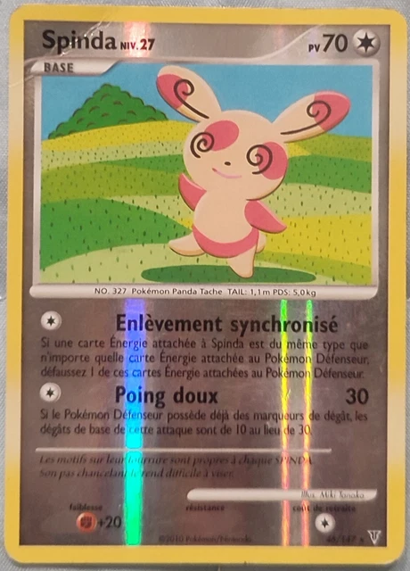 CARTE POKÉMON SPINDA 46/147 Holo Reverse Rare Platine de base 2010 FR ...