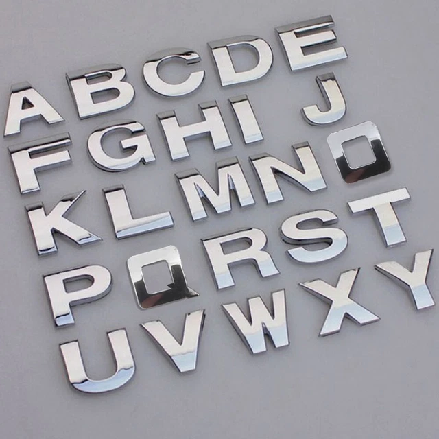 3D A-Z ALPHABET Letters Chrome Car Sticker Self Adhesive Auto Badge ...